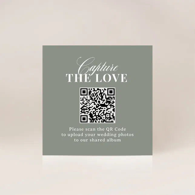 Sage Green | QR Code Wedding Capture the Love Enclosure Card | Zazzle