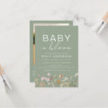 Sage Green QR Code Wildflower Baby in Bloom Shower Invitation | Zazzle
