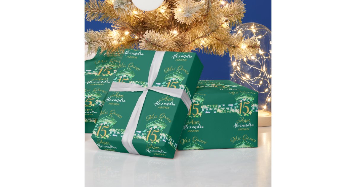 Sage Green Quinceanera Vintage Boho Spanish Wrapping Paper | Zazzle