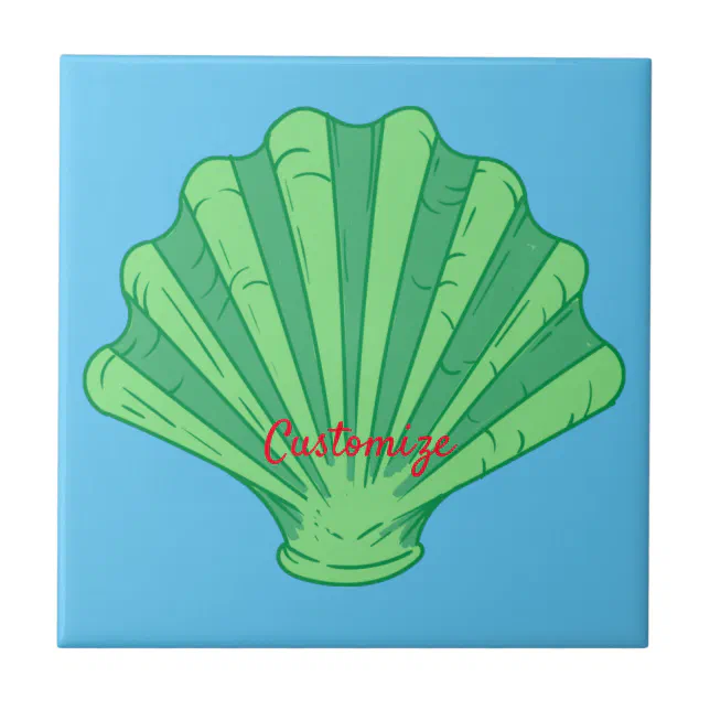 Sage Green Scallop Shell Thunder_Cove Ceramic Tile | Zazzle