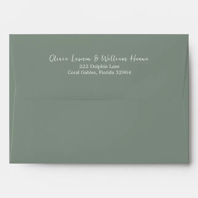 Sage Green Script Return Address Envelope | Zazzle