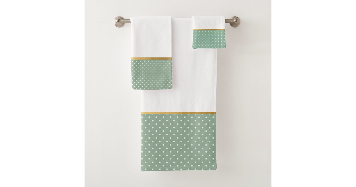 SAGE GREEN SPOT BATHROOM TOWEL SET | Zazzle