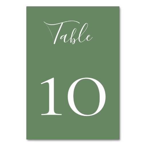 Sage Green Table Number Card | Zazzle