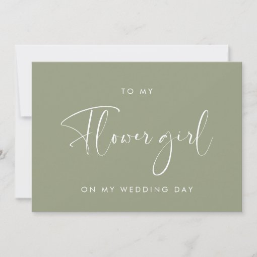 Sage green To my Flower girl wedding day card | Zazzle