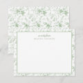 Sage Green Toile Floral Personalized Stationery Note Card | Zazzle