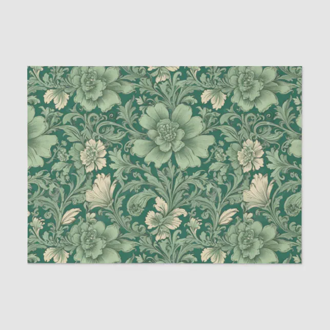 Sage Green Vintage Floral Pattern Tissue Paper | Zazzle