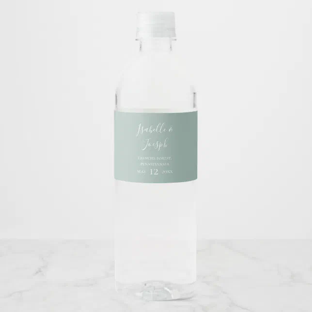 Sage Green Water Bottle Label | Zazzle