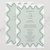 Sage Green Wavy Border Ceremony Program | Zazzle