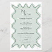 Sage Green Wavy Border menu card | Zazzle