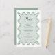 Sage Green Wavy Border menu card | Zazzle