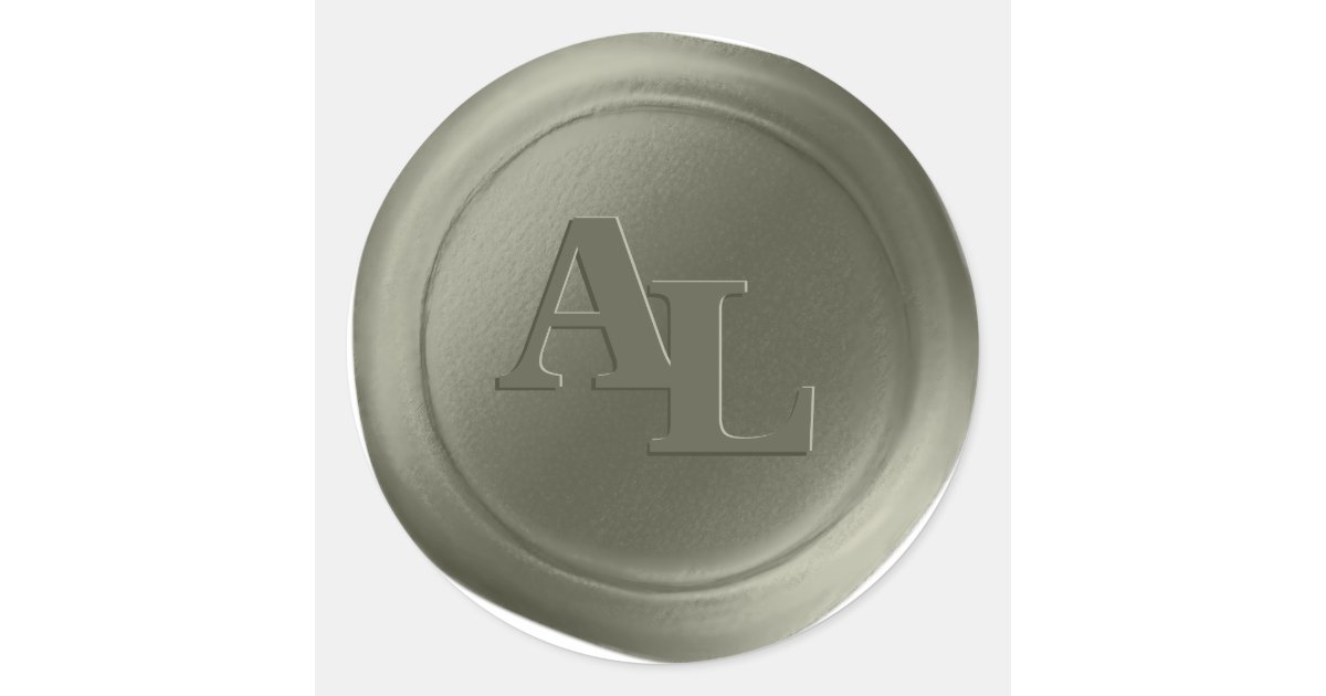 Sage Green Wax Seal Monogram Wedding Stickers | Zazzle
