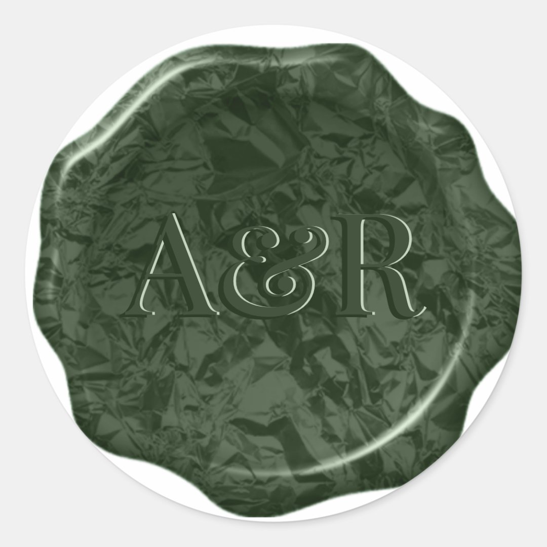 Sage Green Wax seal Sticker monogram, | Zazzle