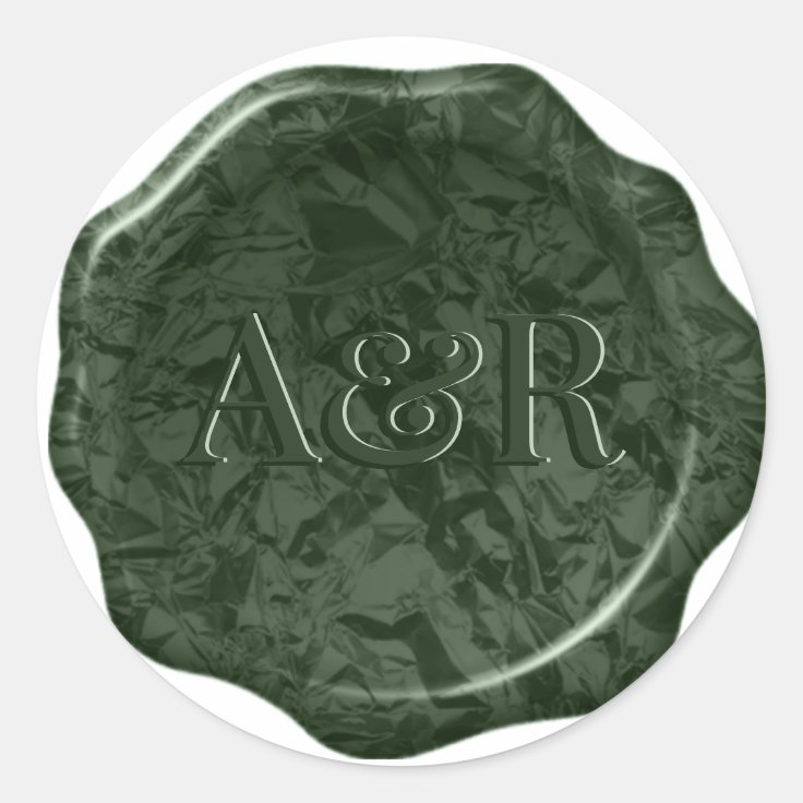 Sage Green Wax seal Sticker monogram, | Zazzle
