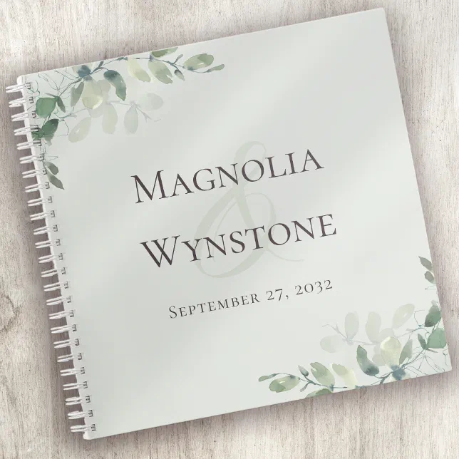 Sage Green Wedding Eucalyptus Greenery Guest Book | Zazzle