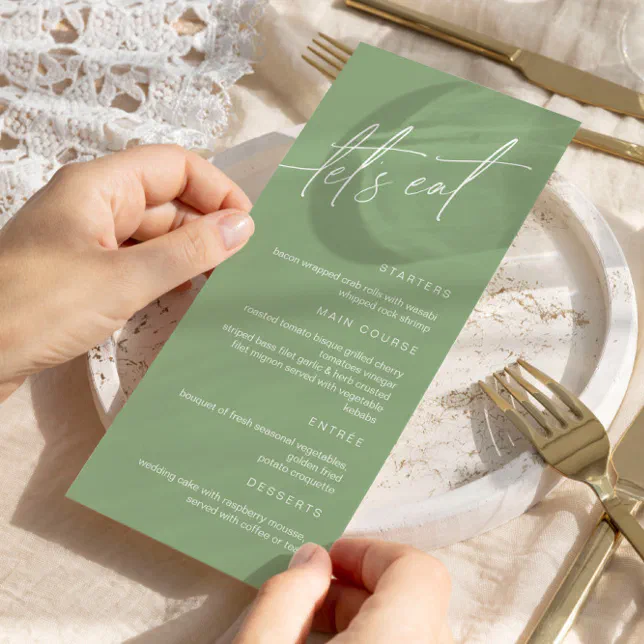 Sage Green Wedding Menu | Zazzle