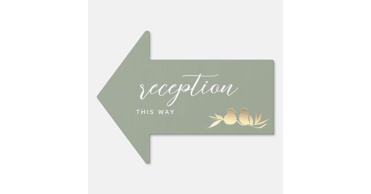 Sage Green Wedding Reception Arrow Sign | Zazzle
