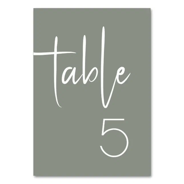 Sage Green Wedding Table Number | Zazzle