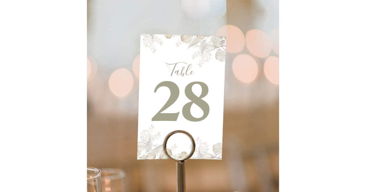 Sage Green Wedding Table Number Greenery | Zazzle
