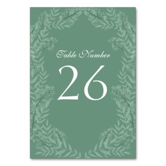 Sage Green Wedding Vintage Botanical Table Number | Zazzle