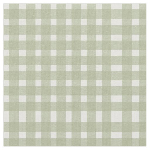 Sage Green White Gingham Pattern Fabric | Zazzle