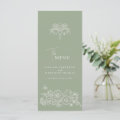 Sage green white monogram fleur de lis wedding menu | Zazzle