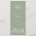 Sage green white monogram fleur de lis wedding menu | Zazzle