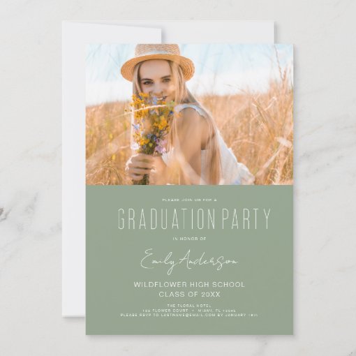 Sage Green Wildflower Bloom Graduation Party Invitation | Zazzle