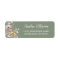 Sage Green Wildflower Floral Return Address Label | Zazzle