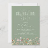 Sage Green Wildflower Graduation Party Boho Bloom Invitation | Zazzle