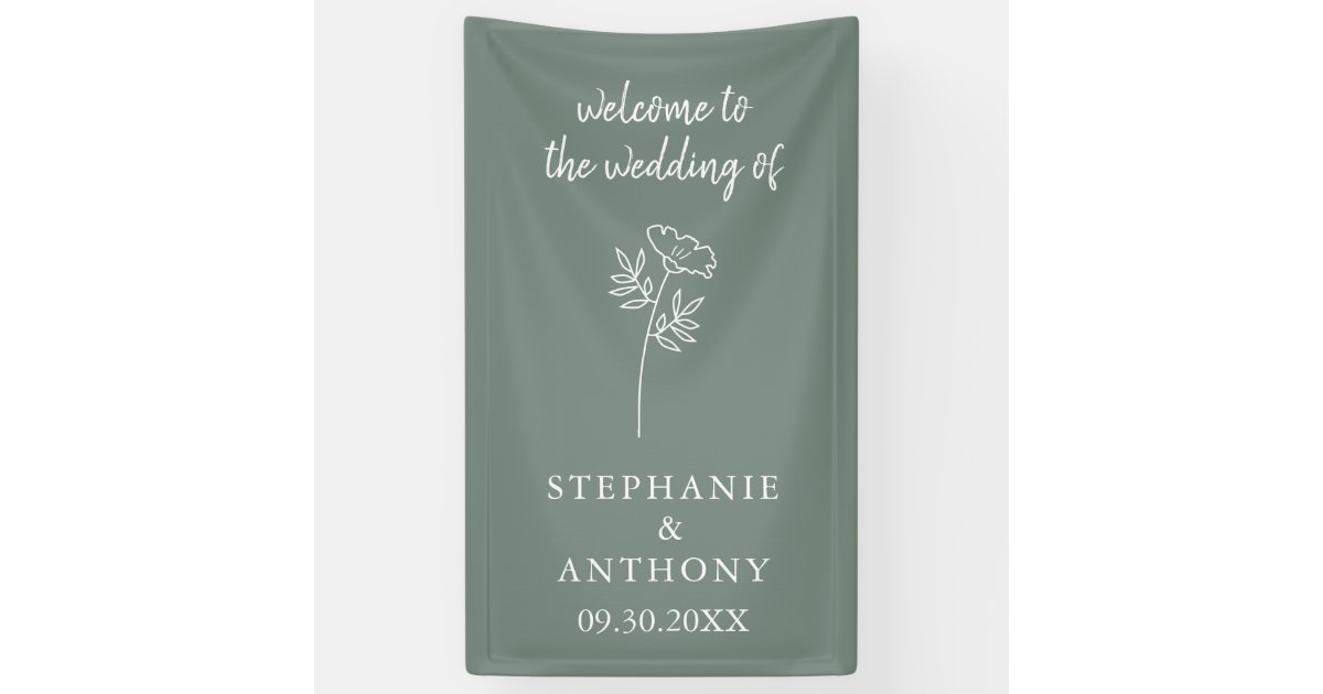 Sage Green Wildflower Wedding Banner | Zazzle