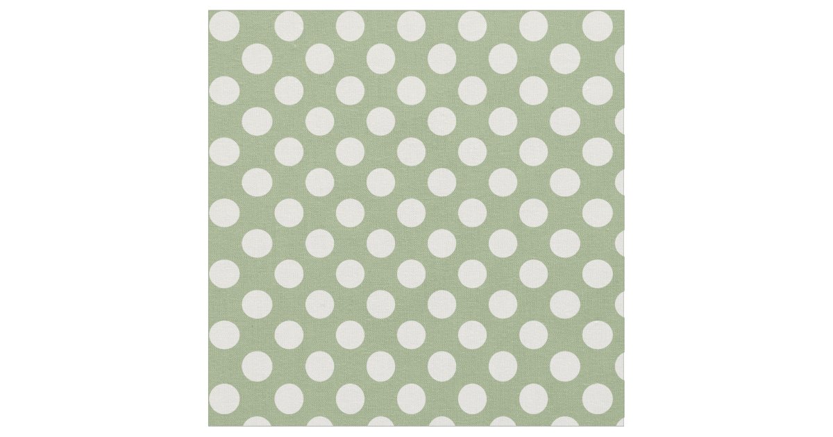 Sage Green with White Polka Dot Fabric | Zazzle