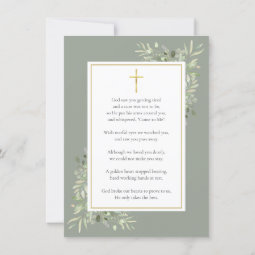 Sage Greenery Funeral Memorial Photo Prayer Cards | Zazzle