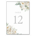 Sage Leaf & White Flower Wedding Reception Table Number | Zazzle
