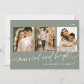 SAGE Married And Bright Wedding Holiday Card | Zazzle