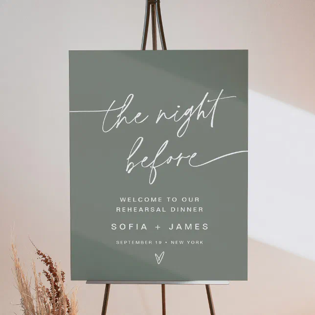 SAGE Minimalist Wedding Rehearsal Sign | Zazzle