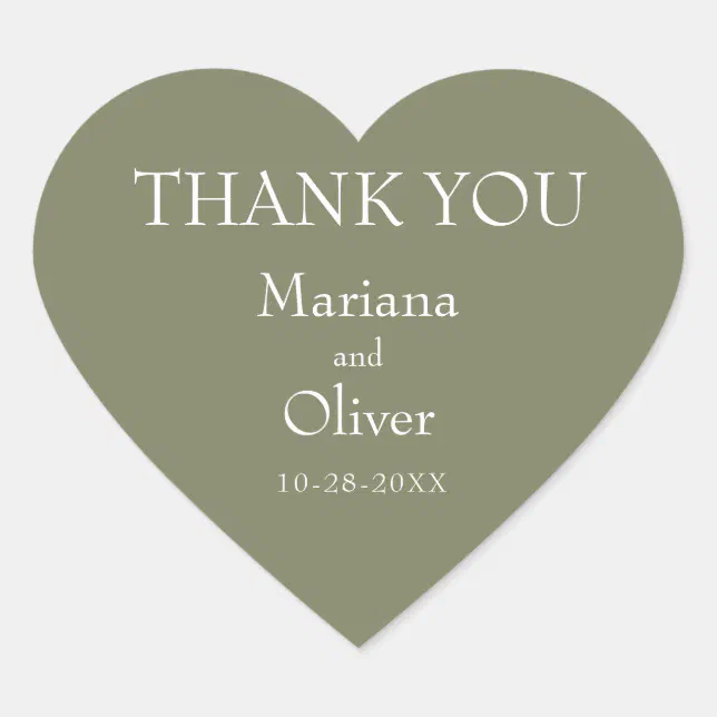 Sage Modern Border Minimalist Wedding Heart Sticker | Zazzle