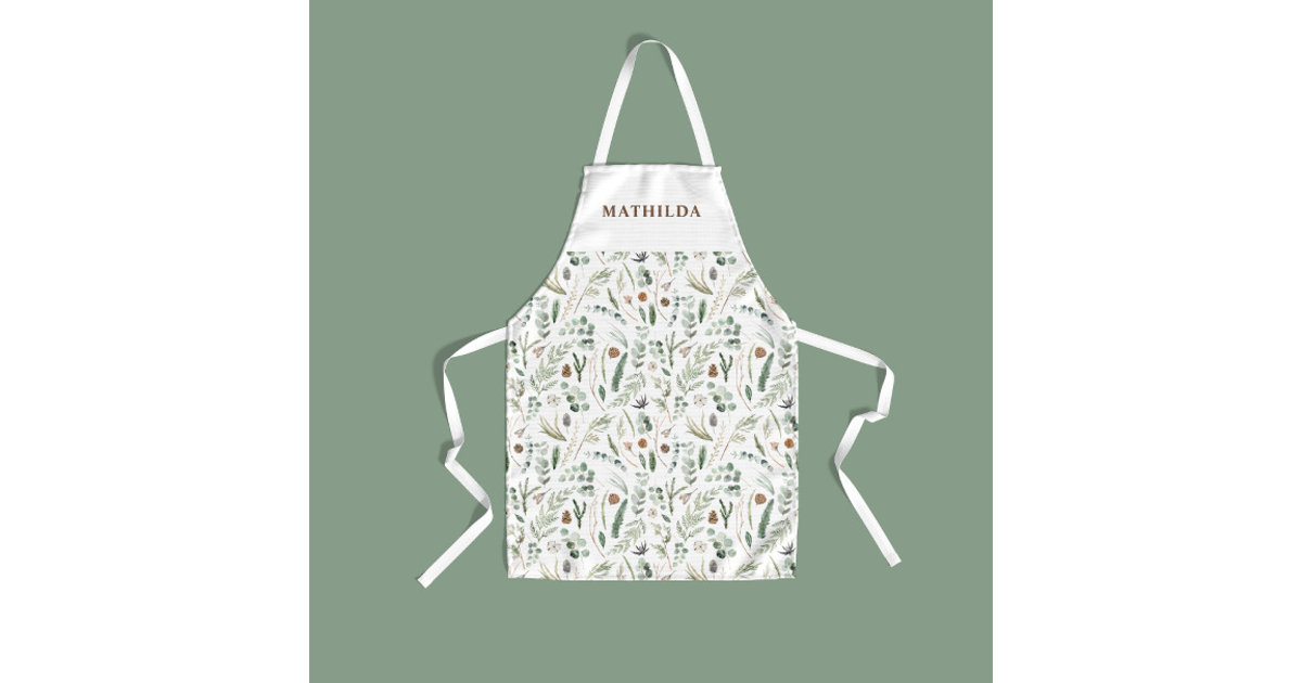 Sage modern minimal botanical elegant personalized apron | Zazzle