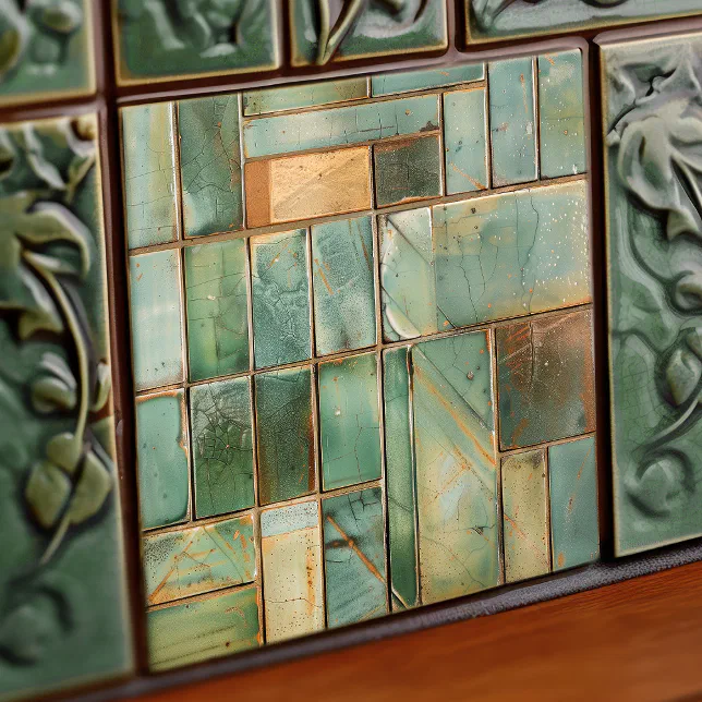 Sage Mosaic Artistry Ceramic Tile | Zazzle