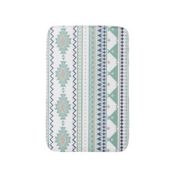 Sage & Navy Blue Native American Pattern Bath Mat | Zazzle