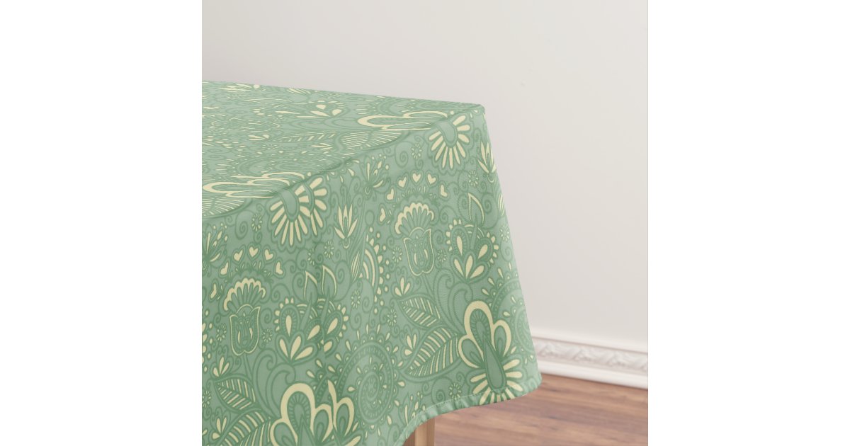 Sage Paisley Tablecloth | Zazzle