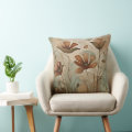 Sage Rust Decorative Floral Throw Pillow | Zazzle