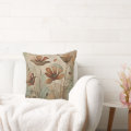 Sage Rust Decorative Floral Throw Pillow | Zazzle