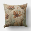 Sage Rust Decorative Floral Throw Pillow | Zazzle