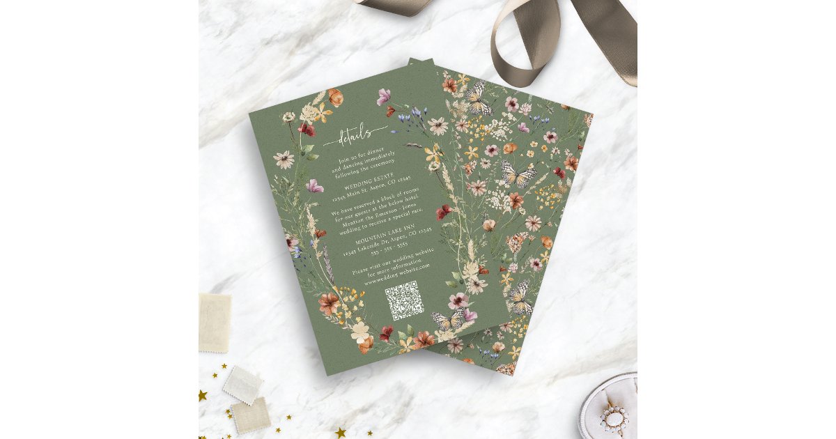Sage Rustic Boho Wildflower Enclosure Card | Zazzle
