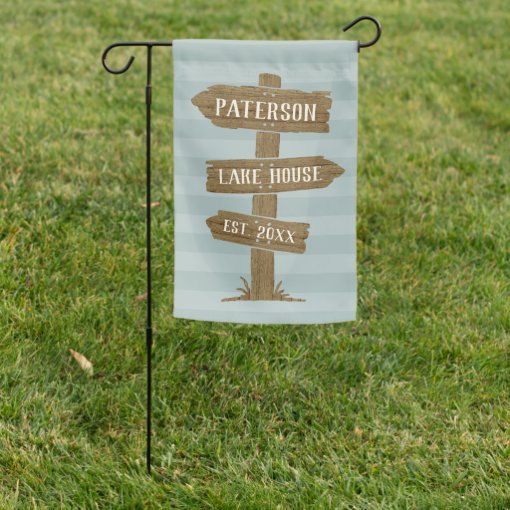 Sage | Rustic Wood Lake House Signpost Garden Flag | Zazzle