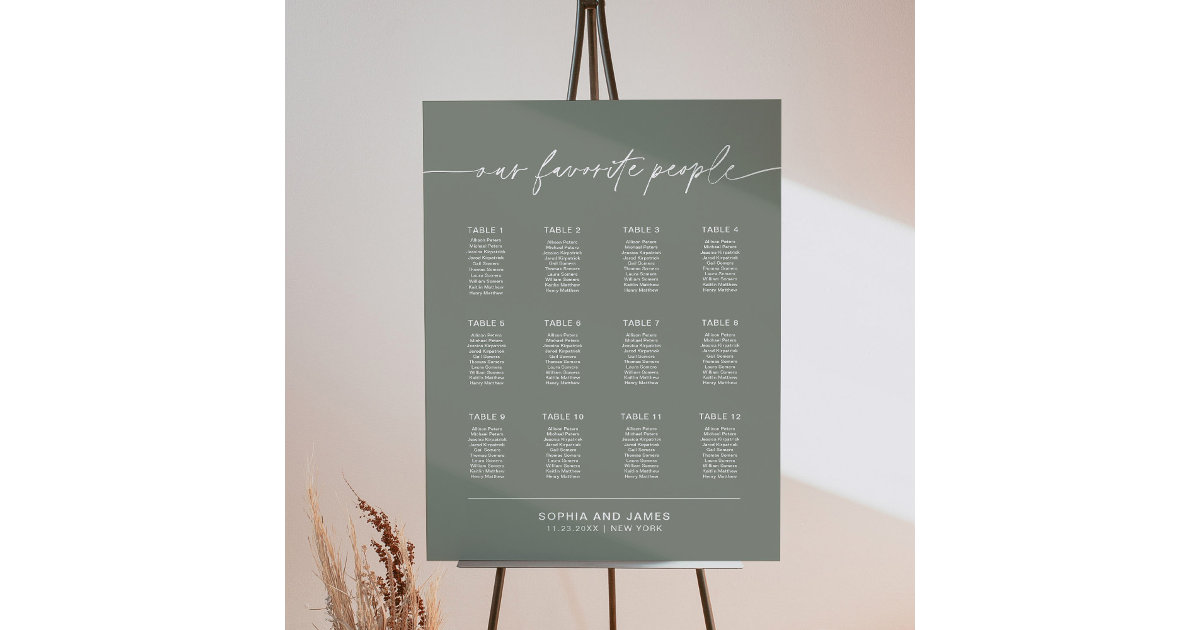 SAGE Wedding Seating Chart Foam Board Sign | Zazzle