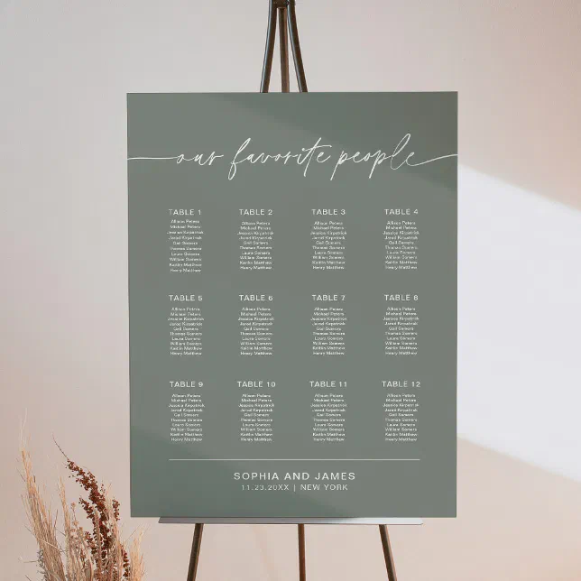 SAGE Wedding Seating Chart Foam Board Sign | Zazzle