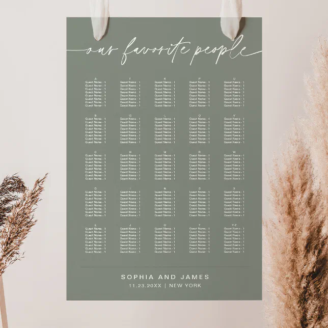 SAGE Wedding Seating Chart Foam Board Sign | Zazzle