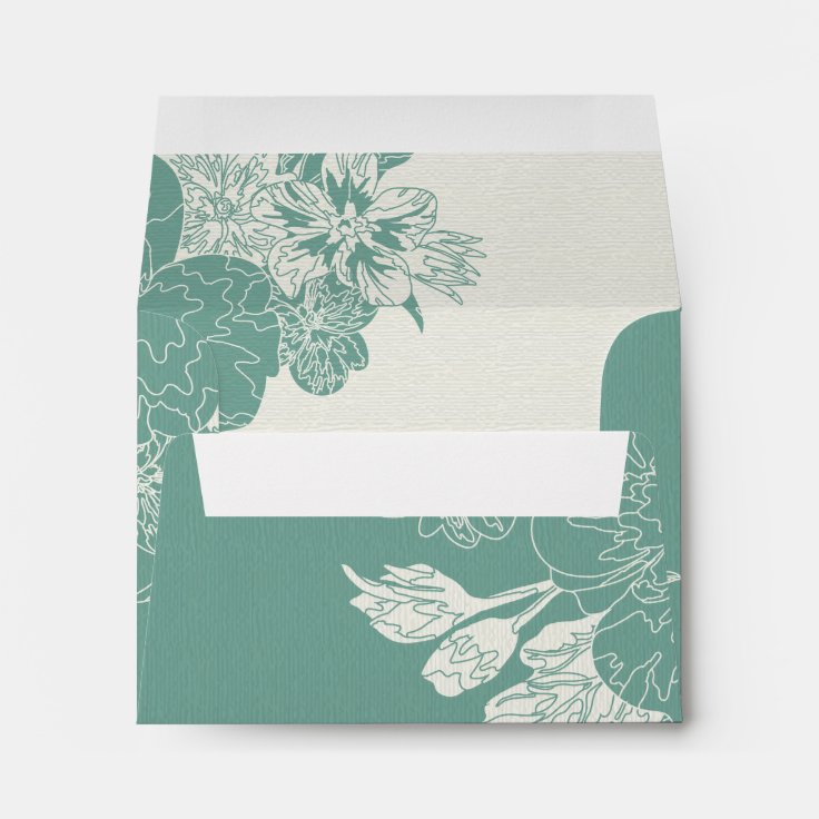 Sage & White, Sketched Floral Wedding Response Envelope | Zazzle