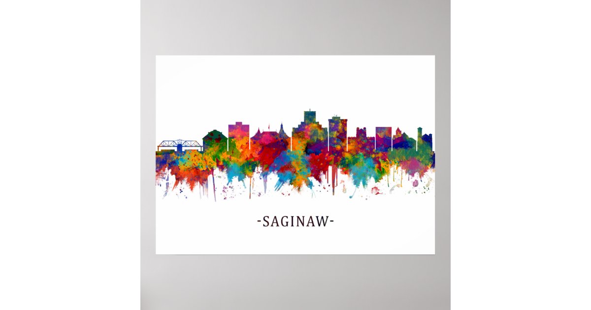 Saginaw Michigan Skyline Poster | Zazzle